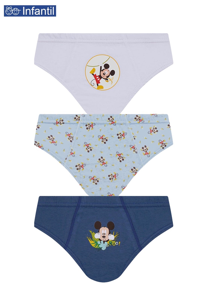 Kit/3 Cueca Slip Mickey 0111-089 Infantil | São Jorge
